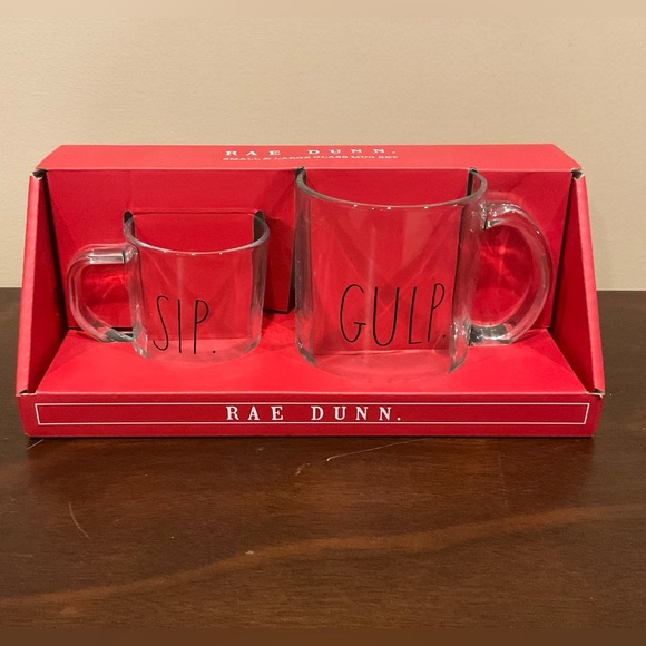Rae Dunn | Dining | New Rae Dunn Set2 Glass Mugs Gulp And Sip | Poshmark